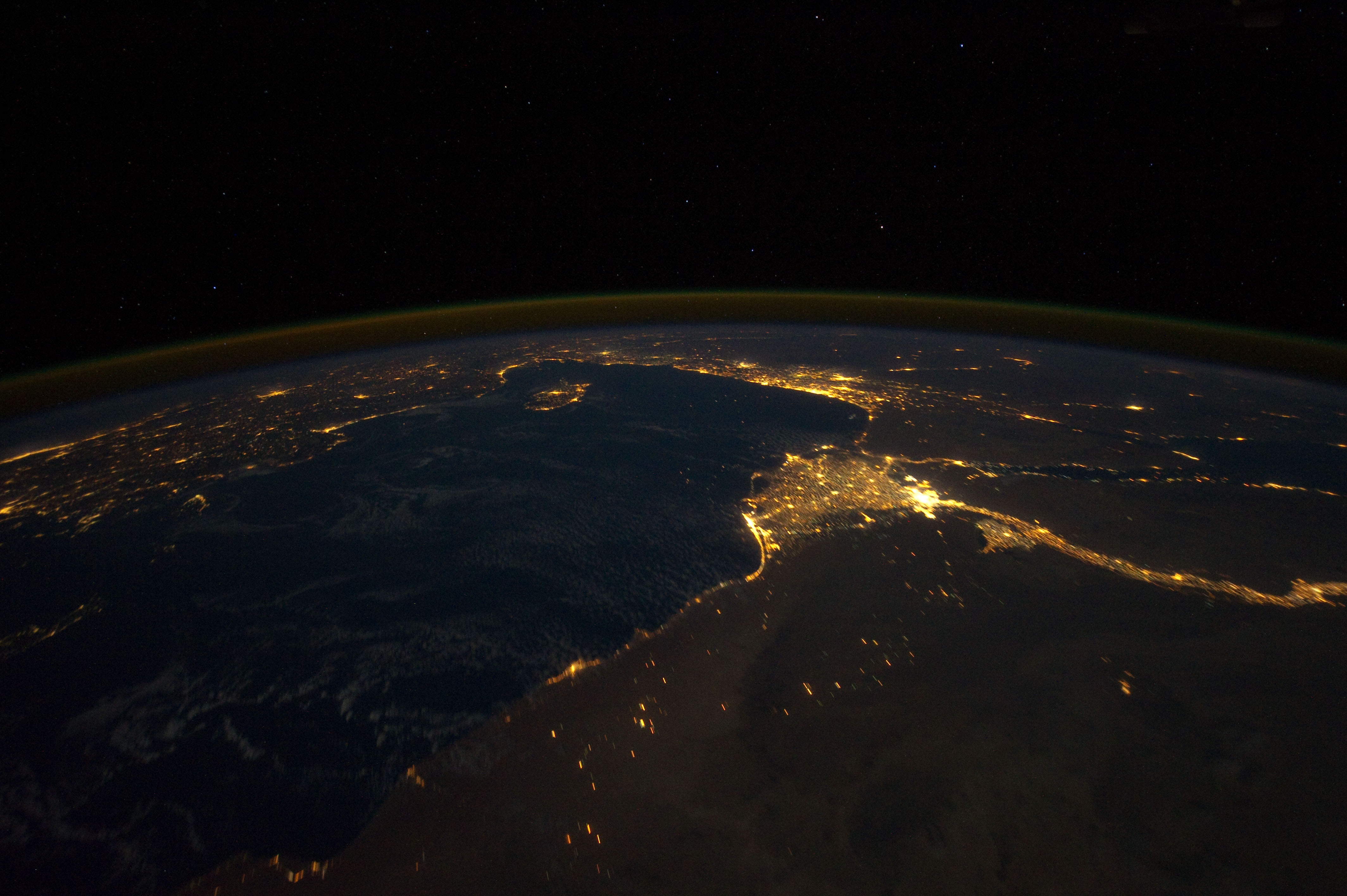 The Nile Delta, Levant, at Turkey at night [4256 x 2832] : r ...